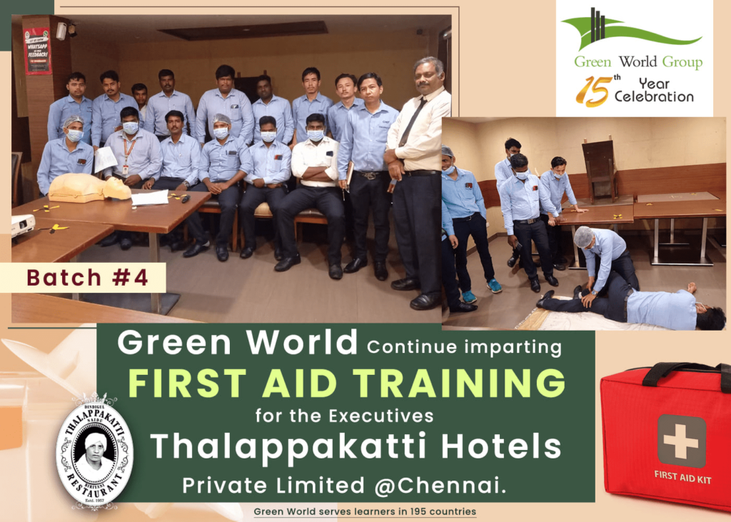 Green World Group delivered First aid training for Thalappakatti Hotels - GREEN WORLD GROUP ...