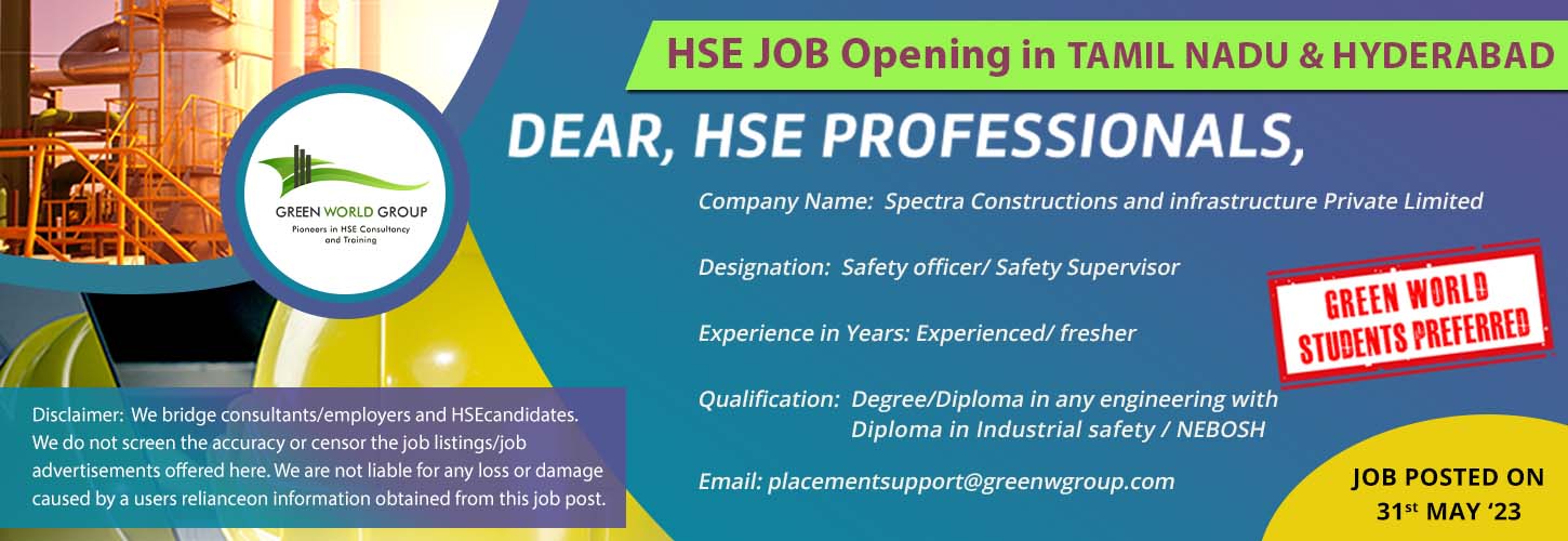 Safety officer jobs in Chennai Kolkata Mumbai Bangalore Hyderabad ...