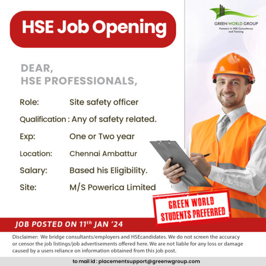 Safety officer jobs in Chennai Kolkata Mumbai Bangalore Hyderabad ...