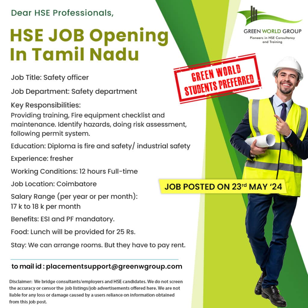 Safety officer jobs in Chennai Kolkata Mumbai Bangalore Hyderabad ...