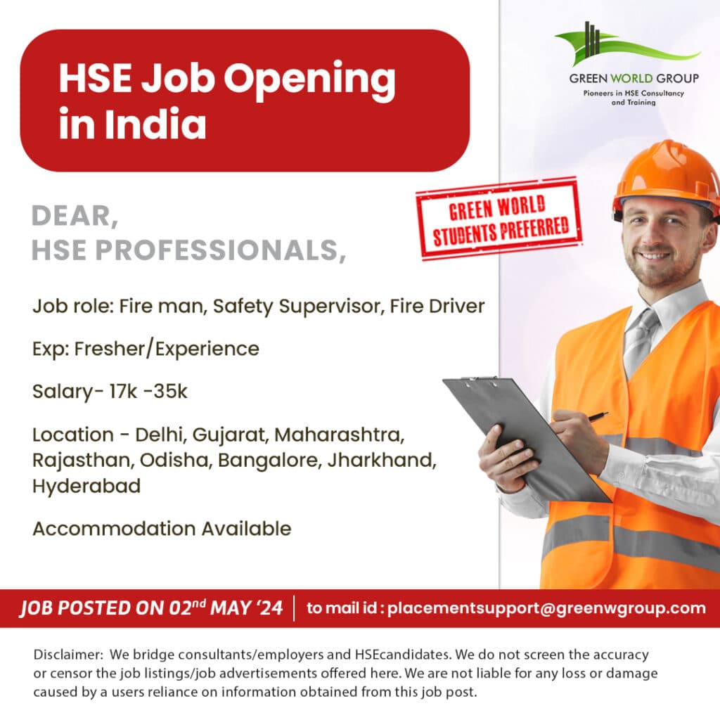 HSE_Job_openinig_02_May_24_SMO - GREEN WORLD GROUP INDIA | Nebosh ...