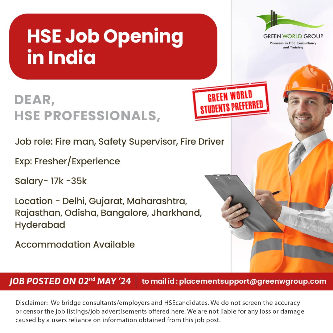 HSE_Job_openinig_02_May_24_SMO - GREEN WORLD GROUP INDIA | Nebosh ...