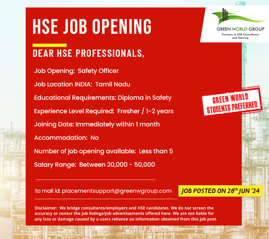 Safety officer jobs in Chennai Kolkata Mumbai Bangalore Hyderabad ...