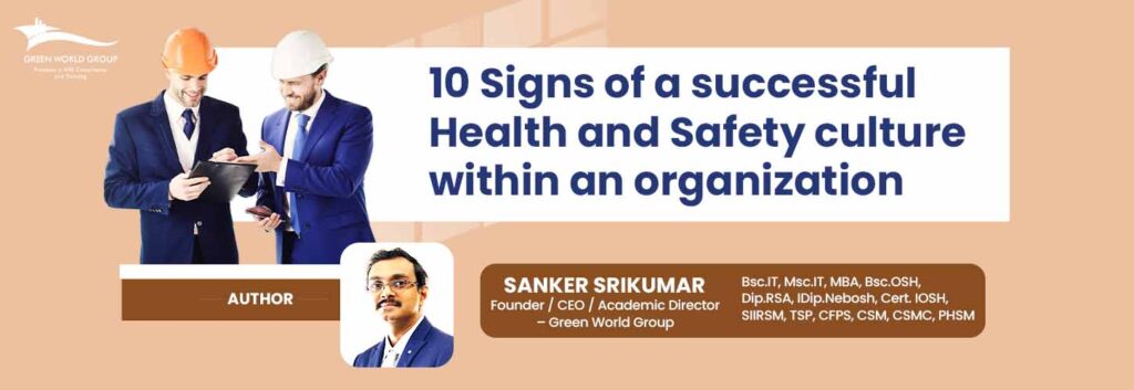10 Signs of a successful health and safety culture within an organization